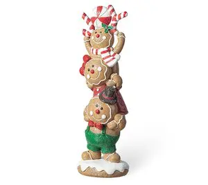GLITZHOME 12' Christmas Resin Gingerbread T Able Decor - One-color