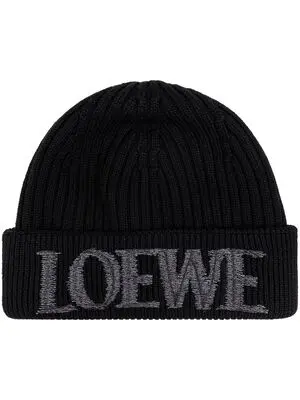 Loewe Logo-embroidered Beanie - Black
