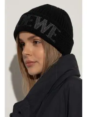 Loewe Logo-embroidered Beanie - Black