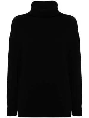 Eric Bompard Hammer-sleeve Round-neck Sweater - Black