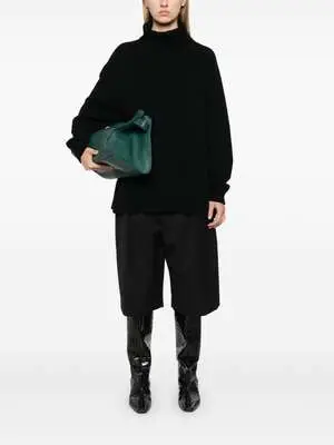 Eric Bompard Hammer-sleeve Round-neck Sweater - Black