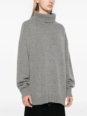 Eric Bompard Hammer-sleeve Round-neck Sweater - Grey