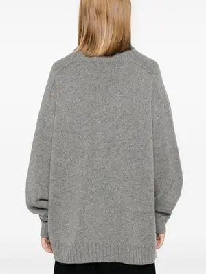 Eric Bompard Hammer-sleeve Round-neck Sweater - Grey