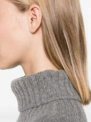Eric Bompard Hammer-sleeve Round-neck Sweater - Grey