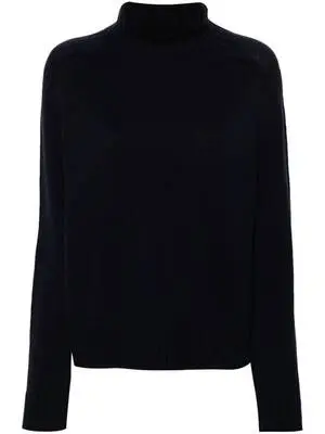 Eric Bompard Hammer-sleeve High-neck Sweater - Blue