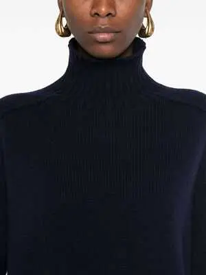 Eric Bompard Hammer-sleeve High-neck Sweater - Blue