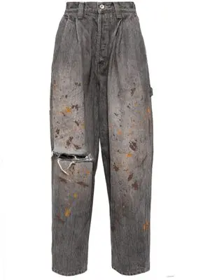 DOUBLET Spray-paint Effect Tapered Jeans