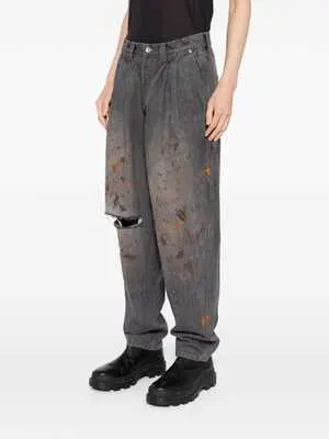 DOUBLET Spray-paint Effect Tapered Jeans