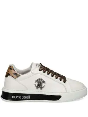 Roberto Cavalli Snake-plaque Leather Sneakers