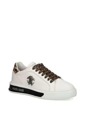 Roberto Cavalli Snake-plaque Leather Sneakers