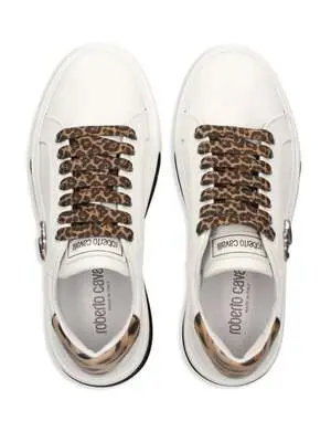 Roberto Cavalli Snake-plaque Leather Sneakers