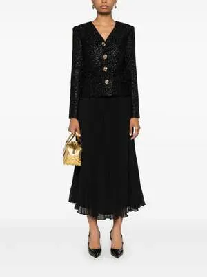 SELF-PORTRAIT Bouclé Chiffon Midi Dress