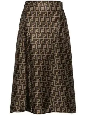 Fendi Ff-pattern Print Midi Skirt