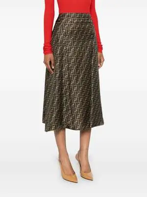 Fendi Ff-pattern Print Midi Skirt