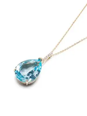 Mateo 14kt Yellow Diamond And Topaz Teardrop Pendant Necklace