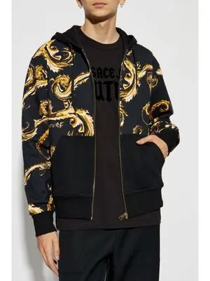 Versace Barocco-print Zip-up Hoodie - Black
