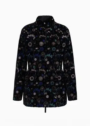 Giorgio Armani Velvet Zip-up Jacket With All-over Floral Embroidery
