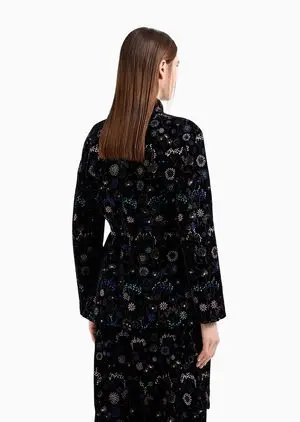 Giorgio Armani Velvet Zip-up Jacket With All-over Floral Embroidery