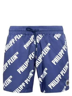 Philipp Plein Logo-print Swim Shorts - Blue