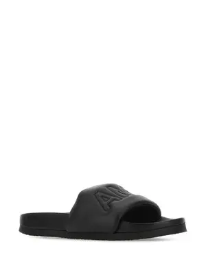 AMBUSH Logo-embossed Leather Slippers - Black