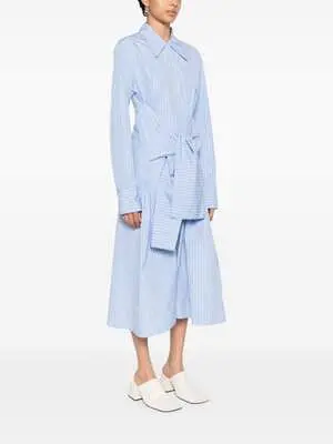 JIL SANDER Striped Cotton Midi Dress