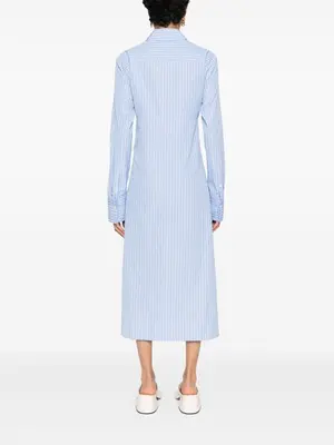 JIL SANDER Striped Cotton Midi Dress