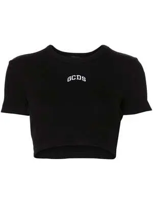 Gcds Logo Cropped T-shirt - Black