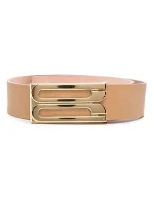 Victoria Beckham Jumbo Frame Leather Belt - Neutrals