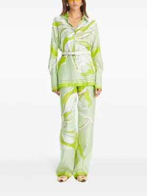 Tory Burch Printed Silk Pants - Green