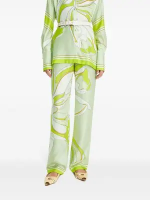 Tory Burch Printed Silk Pants - Green