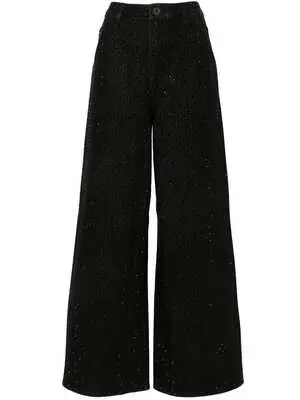 SELF-PORTRAIT Rhinestone-embellished Jeans - Black