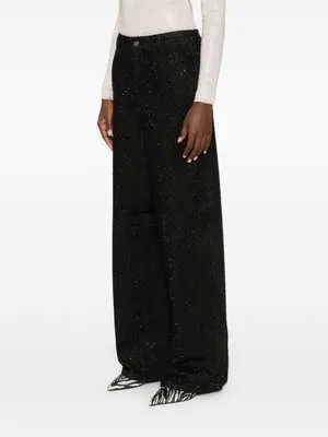 SELF-PORTRAIT Rhinestone-embellished Jeans - Black