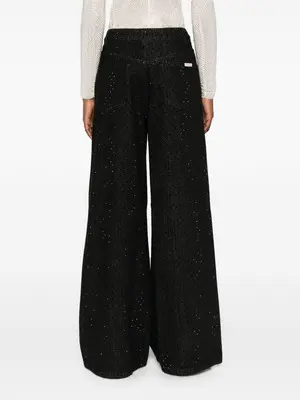 SELF-PORTRAIT Rhinestone-embellished Jeans - Black