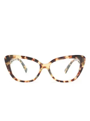Miu Miu Tortoiseshell-effect Cat-eye Glasses