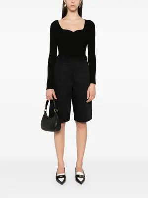 P.a.r.o.s.h Square-neck Cropped Sweater - Black