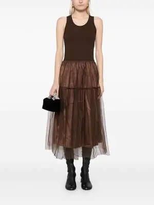 JNBY Tulle-inserts Midi Dress - Brown