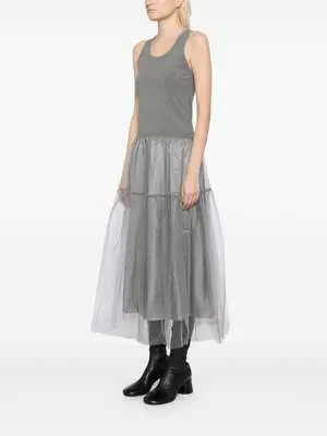 JNBY Tulle-inserts Midi Dress - Grey