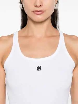 Amiri Ma Embroidered Ribbed Tank Top - White