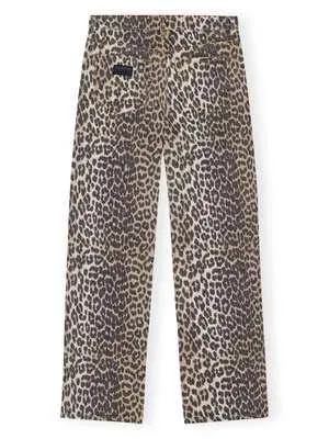 GANNI Leopard Print Denim Trousers