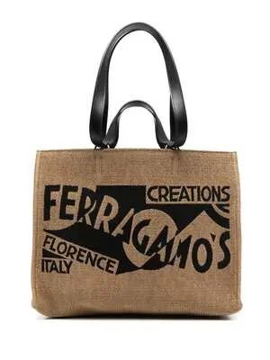 FERRAGAMO Medium Logo Tote Bag - Neutrals