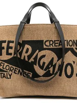 FERRAGAMO Medium Logo Tote Bag - Neutrals