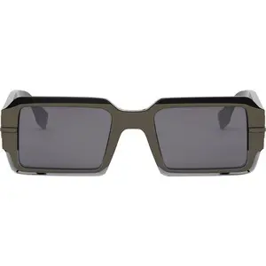Fendi Graphy 52mm Geometric Sunglasses - Black/ Other / Smoke