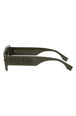 Fendi Graphy 52mm Geometric Sunglasses - Shiny Dark Green/green