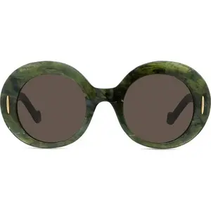 Loewe Loewe Anagram 50mm Oval Sunglasses Shiny Dark Green/brown
