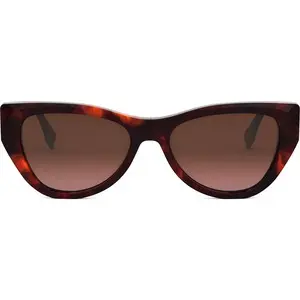 Fendi Diamonds 54mm Cat Eye Sunglasses - Red Havana / Gradient Brown