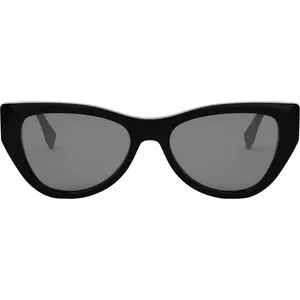 Fendi Diamonds 54mm Cat Eye Sunglasses - Shiny Black/smoke