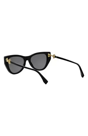 Fendi Diamonds 54mm Cat Eye Sunglasses - Shiny Black/smoke