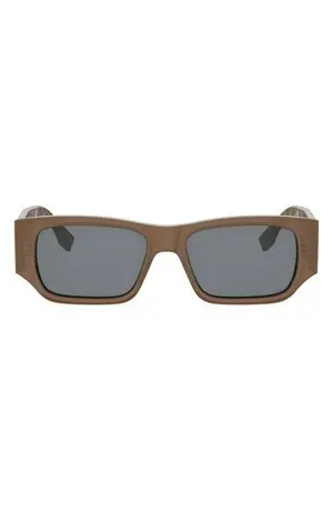 Fendi Ff Squared Rectangular Sunglasses - Light Brown/other/smoke