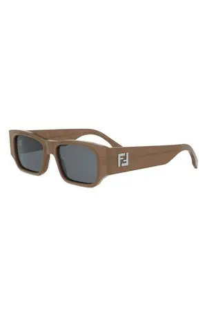 Fendi Ff Squared Rectangular Sunglasses - Light Brown/other/smoke