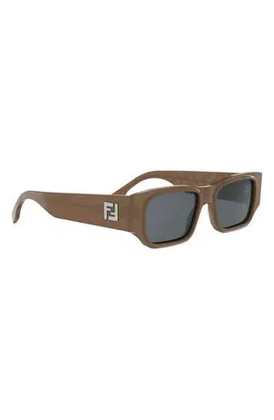 Fendi Ff Squared Rectangular Sunglasses - Light Brown/other/smoke